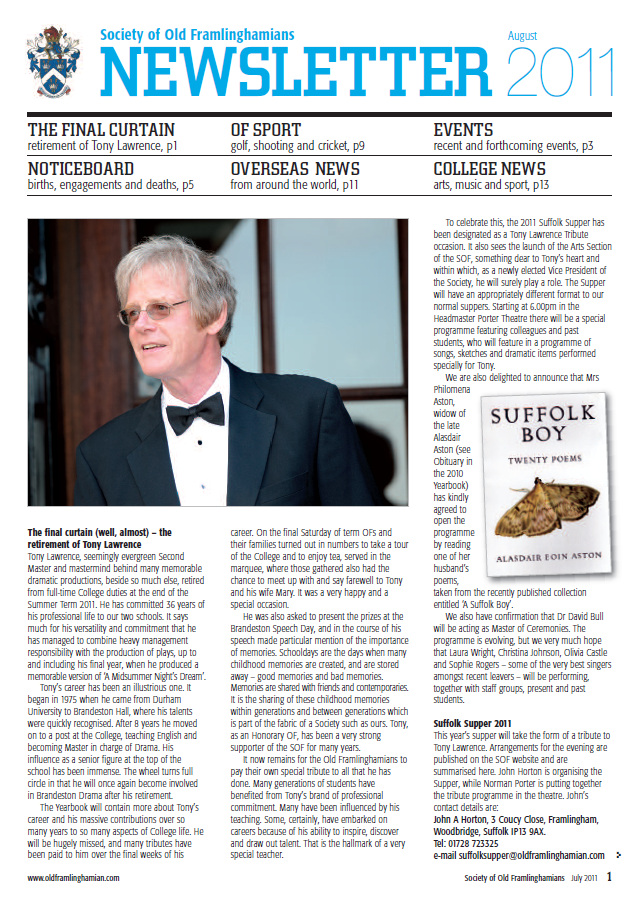 OF Newsletter – 2011 – Old Framlinghamians