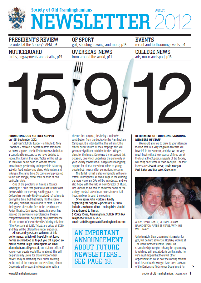 OF Newsletter – 2012 – Old Framlinghamians