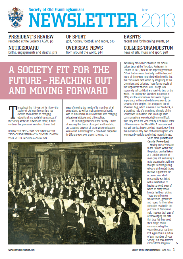 OF Newsletter – 2013 – Old Framlinghamians