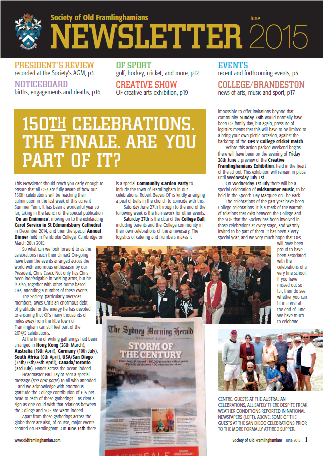 OF Newsletter – 2015 – Old Framlinghamians